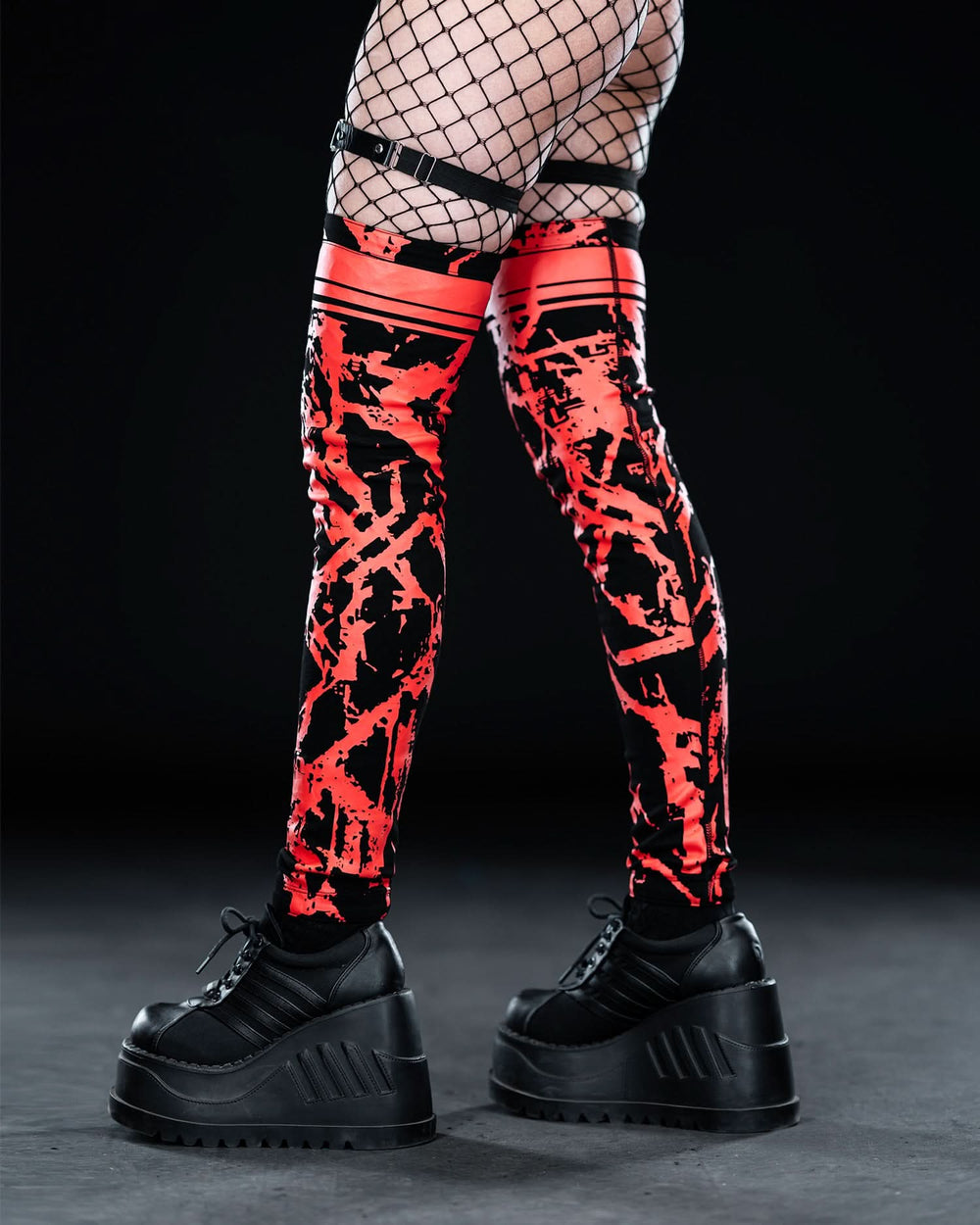 CYBERPUNK SPIKEZ RED PERFORMANCE THIGH HIGH SET